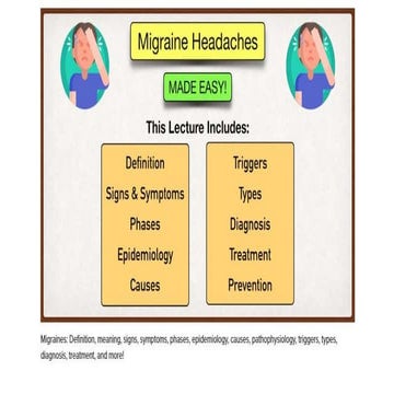 MIGRAINE OVERVIEW FOR NEUROLOGIST AND GENERAL PRACTIONER | PPTX