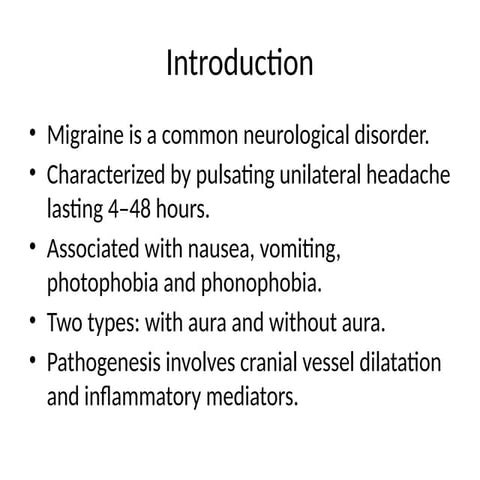 Pharmacological management of migraine | PPT