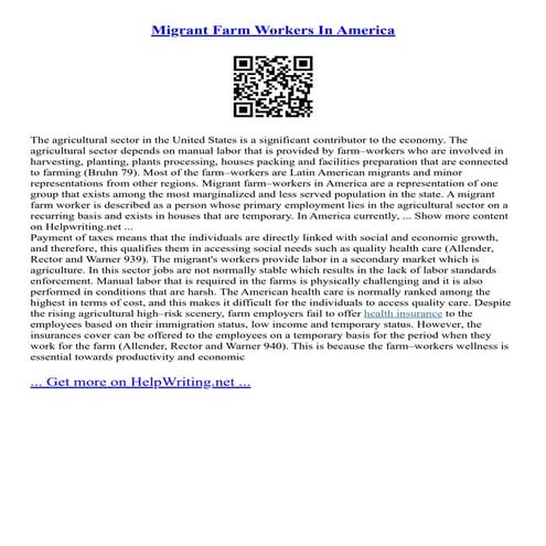 Migrant Farm Workers In America | PDF