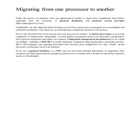 Migrating from one processor to another | DOCX