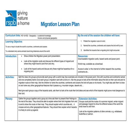 Migration of birds -- Science lesson-plan. | PPT