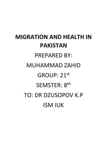 Migration in Pakistan | PPT