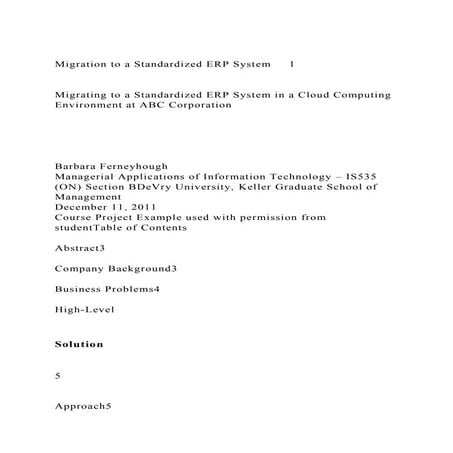 Migration to a Standardized ERP System 1Migrating to a S.docx