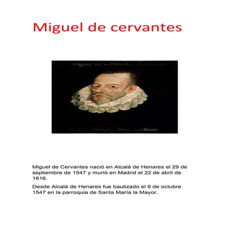 Miguel de Cervantes Saavedra biografía pptx | PPTX