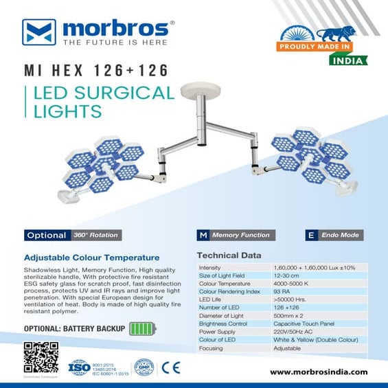 MI HEX 126+126 LED Surgical Lights by Morbros India | PDF