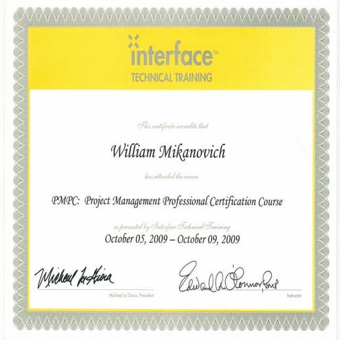 Mikanovich Project Mgmt. Professional Cert 9 Oct 09 | PDF