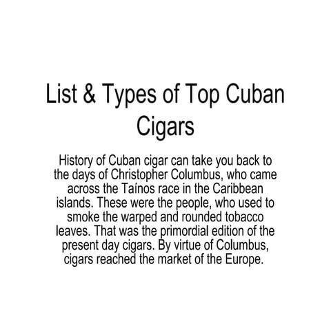 List & Types of Top Cuban Cigars | PPT