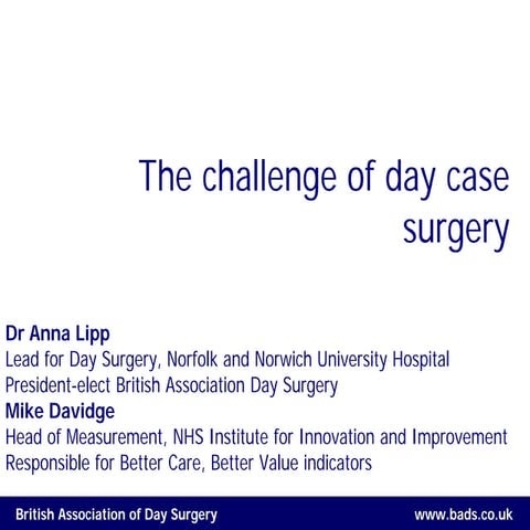 Mike Davidge & Anna Lipp: The challenge of day case surgery | PDF