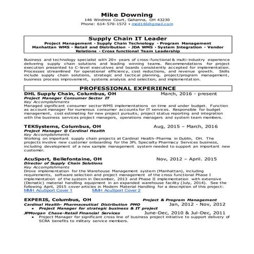 Mike Downing Resume | PDF