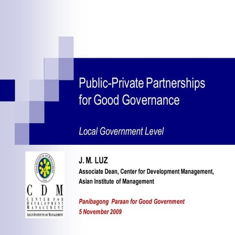 Mike luz on public private partnerships for good governance | PDF