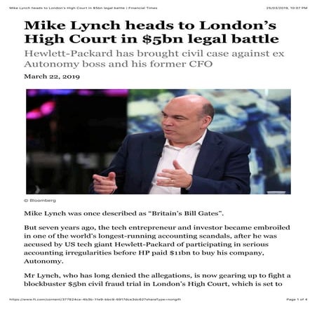 Mike Lynch heads to London’s High Court in $5bn legal battle | PDF