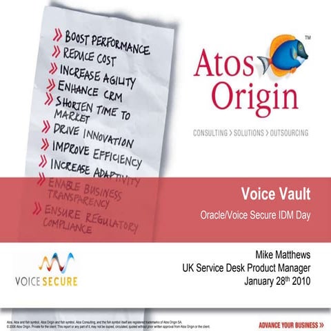 Mike Matthews Atos Origin Voice Password Reset 28 01 10 | PPTX