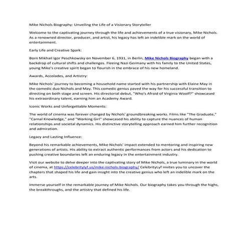 Mike Nichols Biography | DOCX