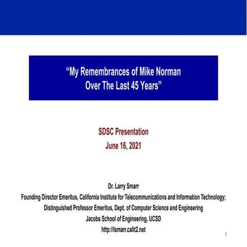 My Remembrances of Mike Norman Over The Last 45 Years | PPT