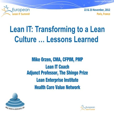 Practicing Lean by Daniel T Jones - Lean Summit France | PDF
