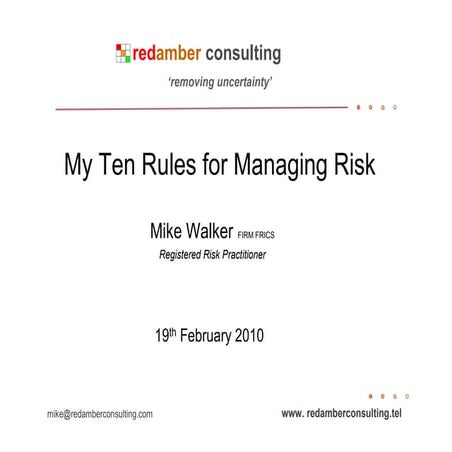 Mikes 10 Rules For Risk | PDF | Business and Finance