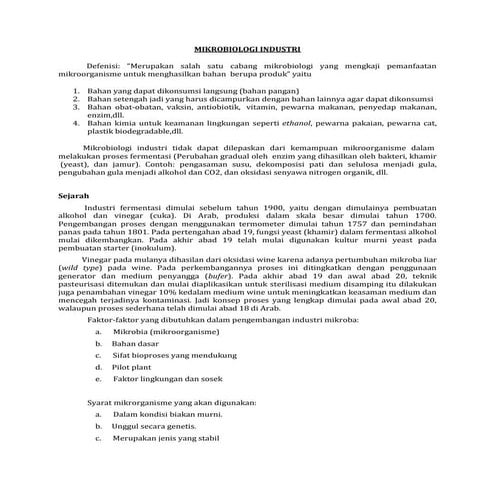 Mikrobiologi industri | DOCX