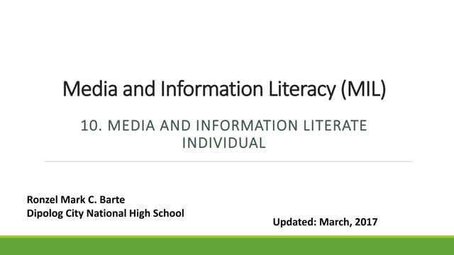10. Media and Information Literacy (MIL) - Media and Information ...