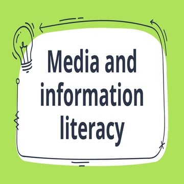 Media and Information Literacy Lesson 1&2 | PPTX