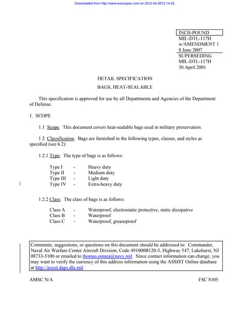 MIL PRF 131K Class I Data Sheet | DOC