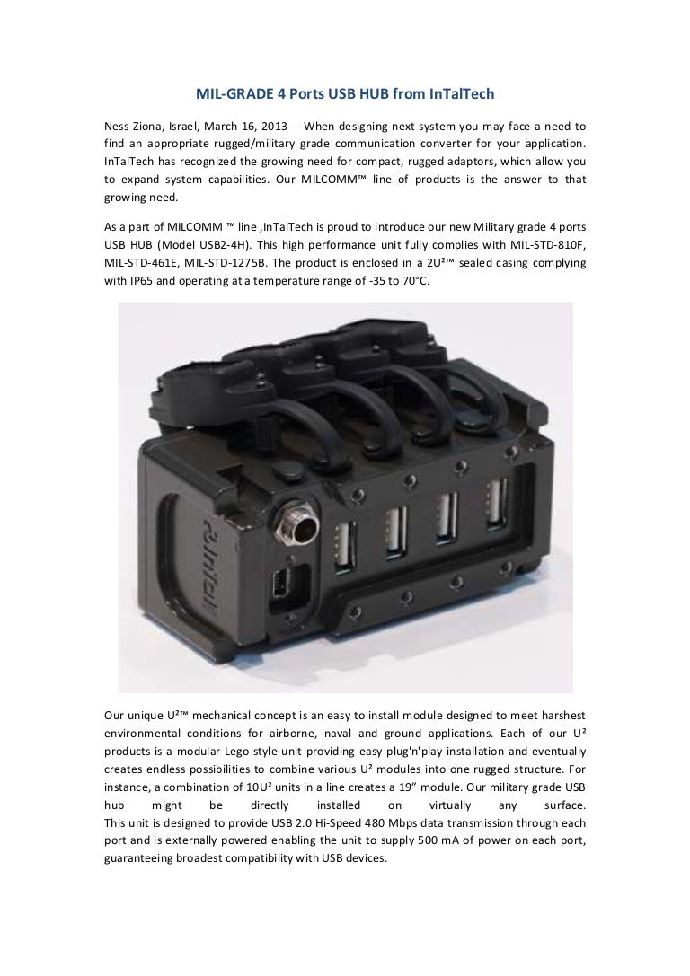 MIL-GRADE 4 Ports USB HUB from InTalTech