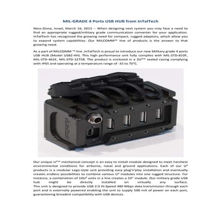 MIL-GRADE 4 Ports USB HUB from InTalTech | PDF