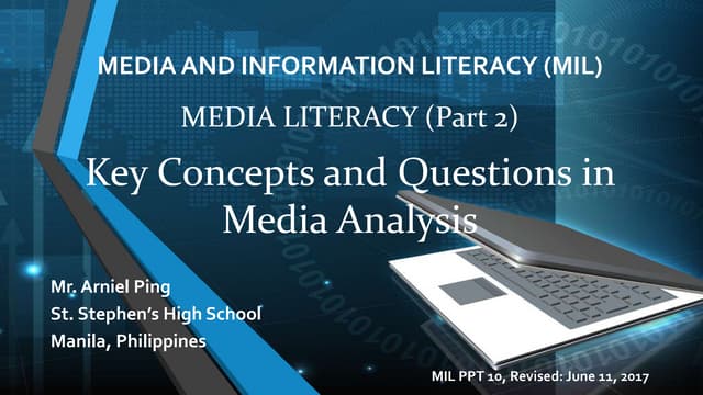Media and Information Literacy (MIL) - 1. Introduction to Media and ...