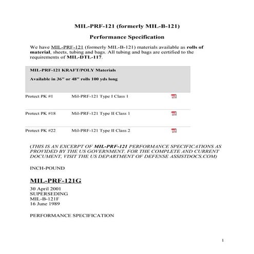MIL-PRF-121 (formerly MIL-B-121) | DOC
