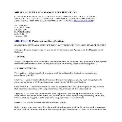 MIL-PRF-121 PERFORMANCE SPECIFICATION | DOC