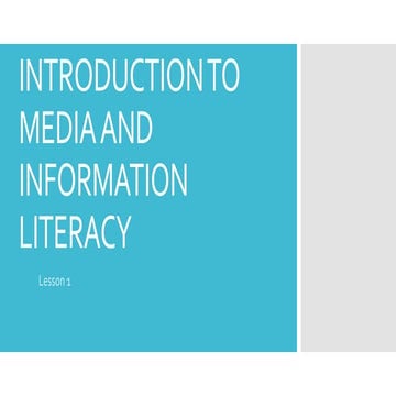 Media, information and technology literacy | PPTX