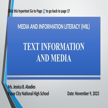 MIL 12 PPT LESSON 11.pptx TEXT AND INFORMATION MEDIA | PPTX