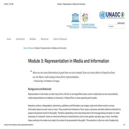 MIL for Teachers Module 03: Representation in Media and Information | PDF