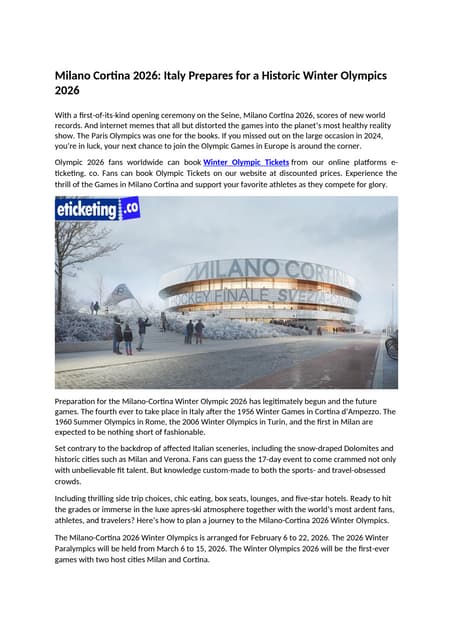 Winter Olympic Milano Cortina 2026 Paris Reflects Effect Planning | DOCX | Winter Olympic Sports ...