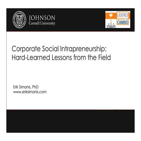 Estudio: "Detrás de un Intraemprendedor Social". -MILAN SAMANI | PPT