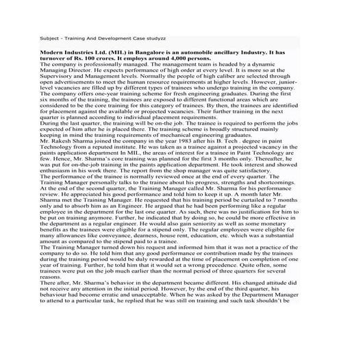 Mil case study on training and development | DOCX