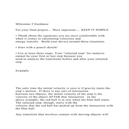 Milestone 2 Guidance For your final project… Most importa.docx