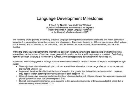 Language developmental milestones | PPT