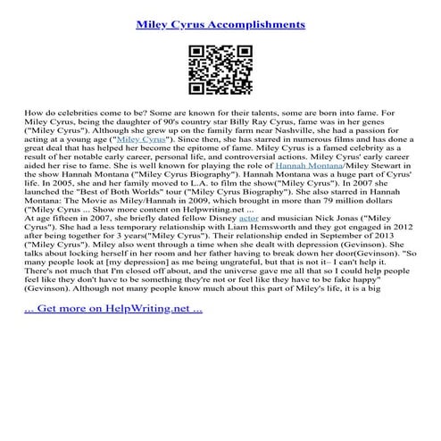 Miley Cyrus Accomplishments | PDF