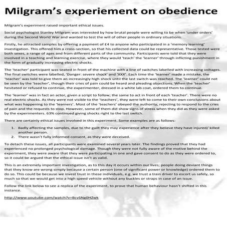 Milgram's experiment | DOCX