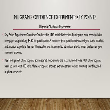 Milgram’s Obedience Experiment power.ppt