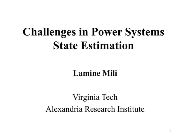 Power System State Estimation Virginia Ppt