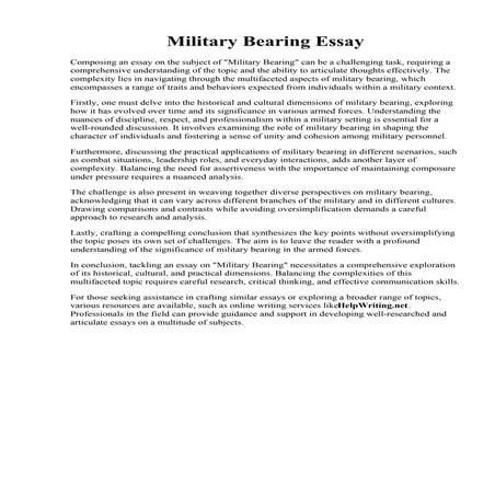 Military Bearing Essay. Military And Professional Bearing: Why Army ...
