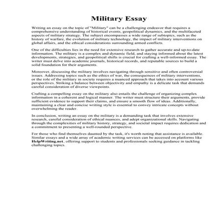 Military Essay. ESSAY CONTEST Military Studies | PDF