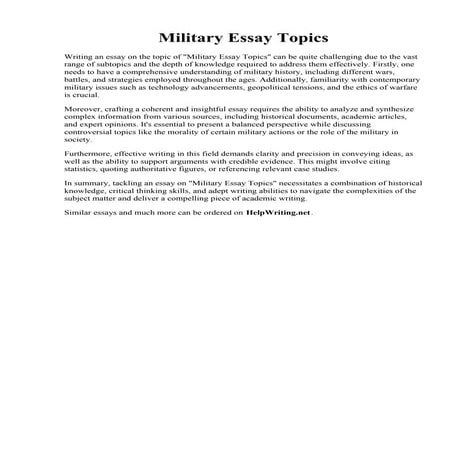 Military Essay Topics | PDF