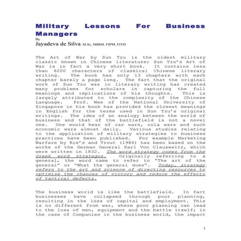 Military lessons for business managers | DOC