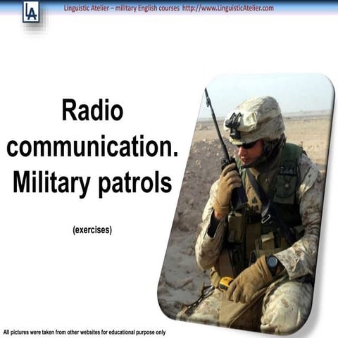 Military patrol radio communication English speaking exercises | PPTX