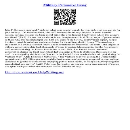 Military Persuasive Essay | PDF
