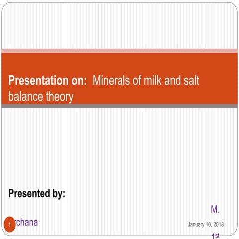 Milk minerals and salts ppt | PPTX
