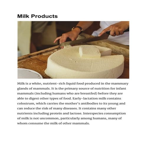 Milk products | PDF