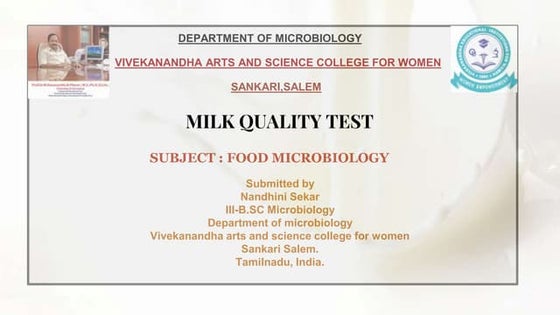 Microbiological analysis of milk part I | PPT